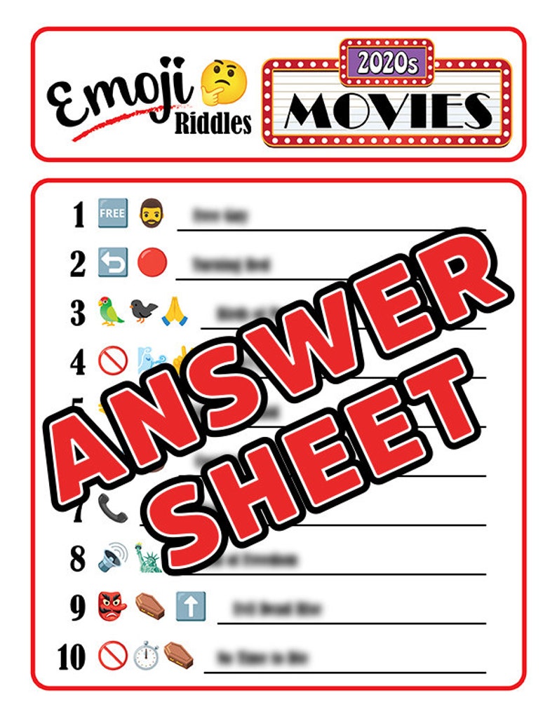 2020s Movie Emoji Printable Game, Emoji Pictionary Game, Fun Games for ...