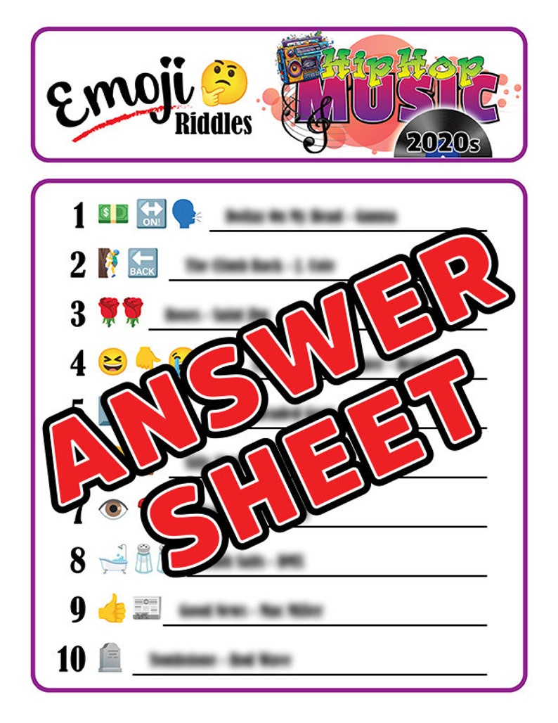 2020s Hip Hop Music Emoji Game, Emoji Pictionary, Games for Music ...