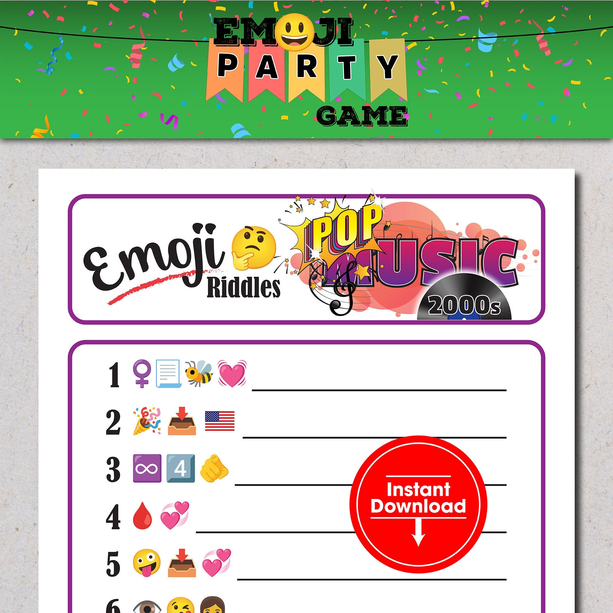 2000s Pop Emoji Pictionary Game, Pop Music Game, Music Themed Emoji ...
