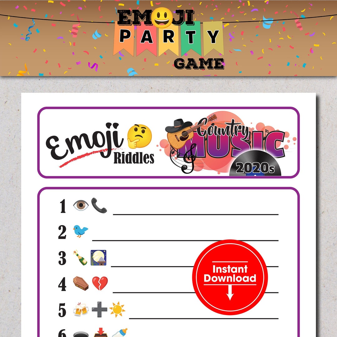 Country Music Emoji Printable Game 2020s - Fun Digital Download, Party ...