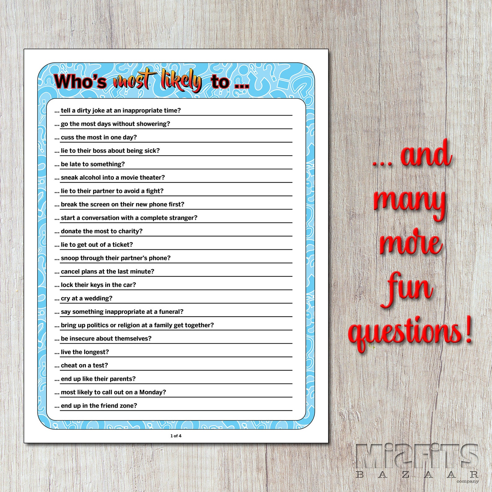Who's Most Likely to Game, Office Icebreaker, Road Trip Activities ...