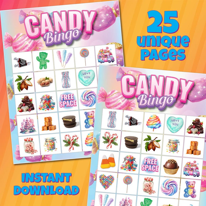 Candy Party Decor Bingo | Candy Party Favors | Candy Land Party | Candy ...