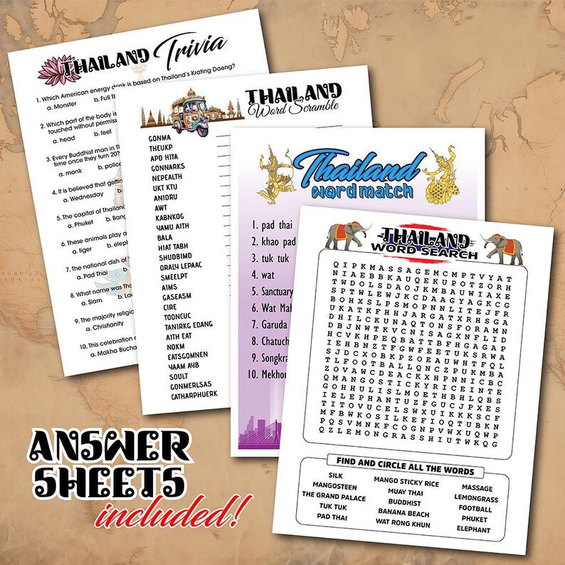 Thailand Printable Games Pack,cultural Activities Bundle,coloring Pages ...
