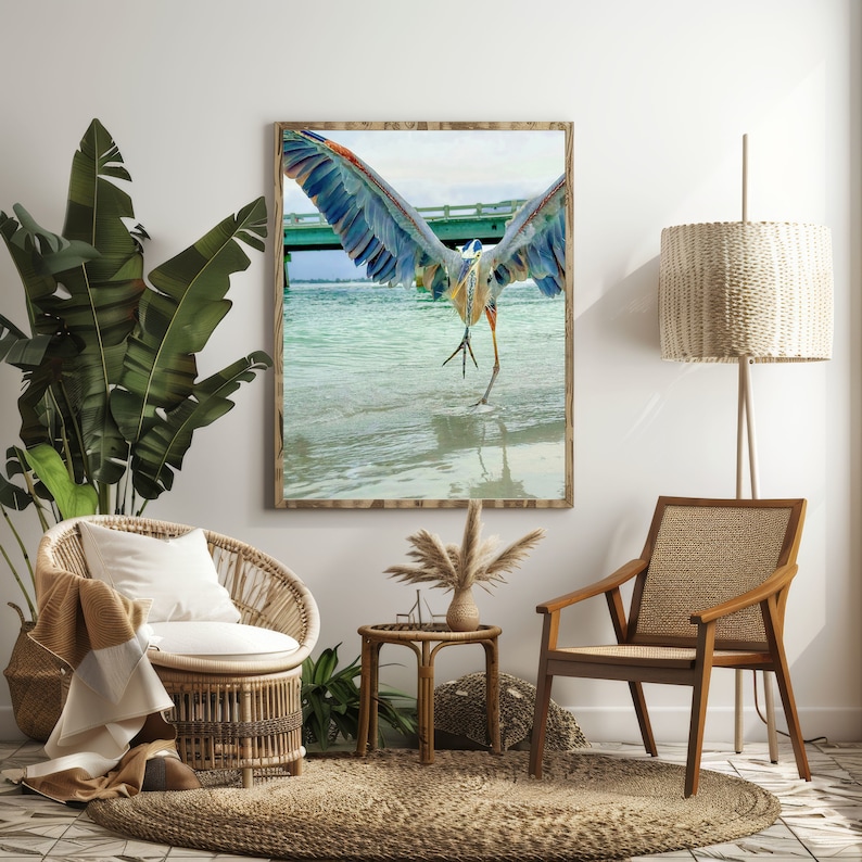 Wings of the Ocean, Anna Maria Island, Blue Heron Poster, Blue Heron ...