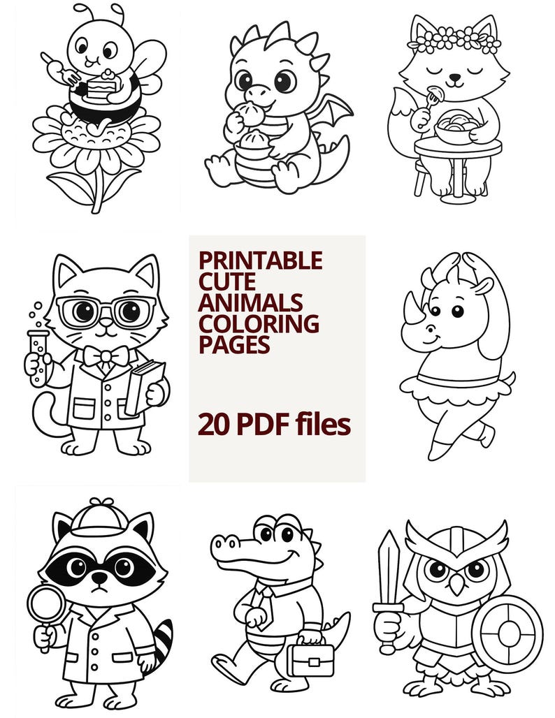 20 Cute Animal Coloring Pages – Printable PDF for Kids | Funny ...