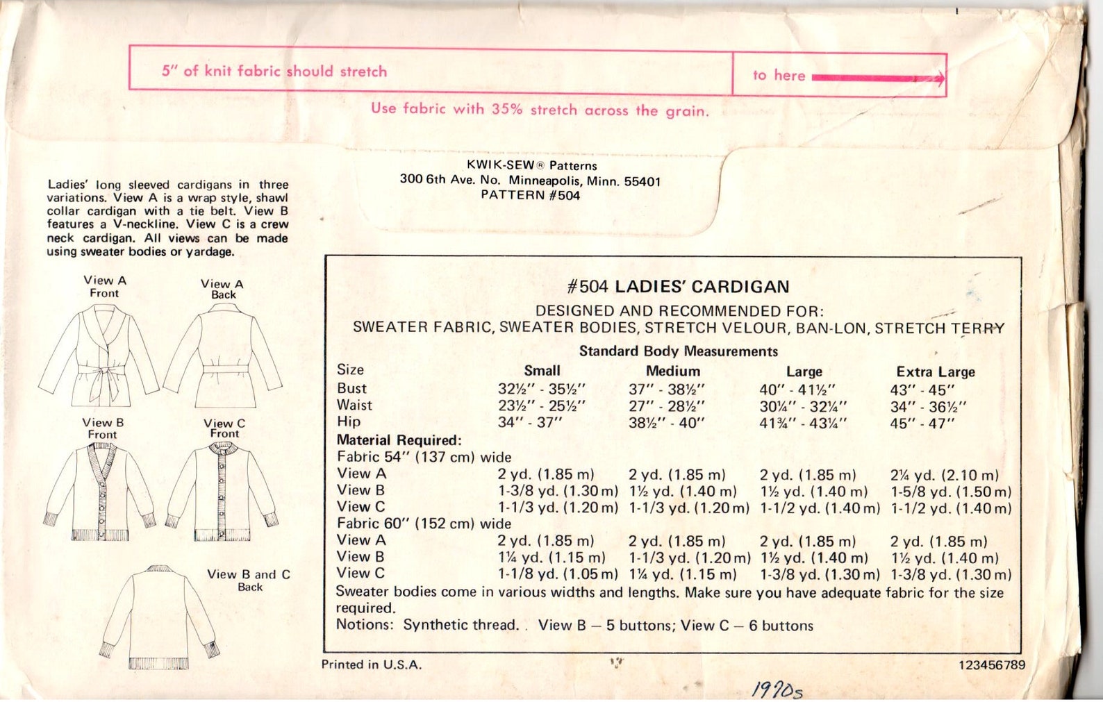Kwik-sew Pattern 504 Vintage Uncut Ladies Long-sleeve - Etsy