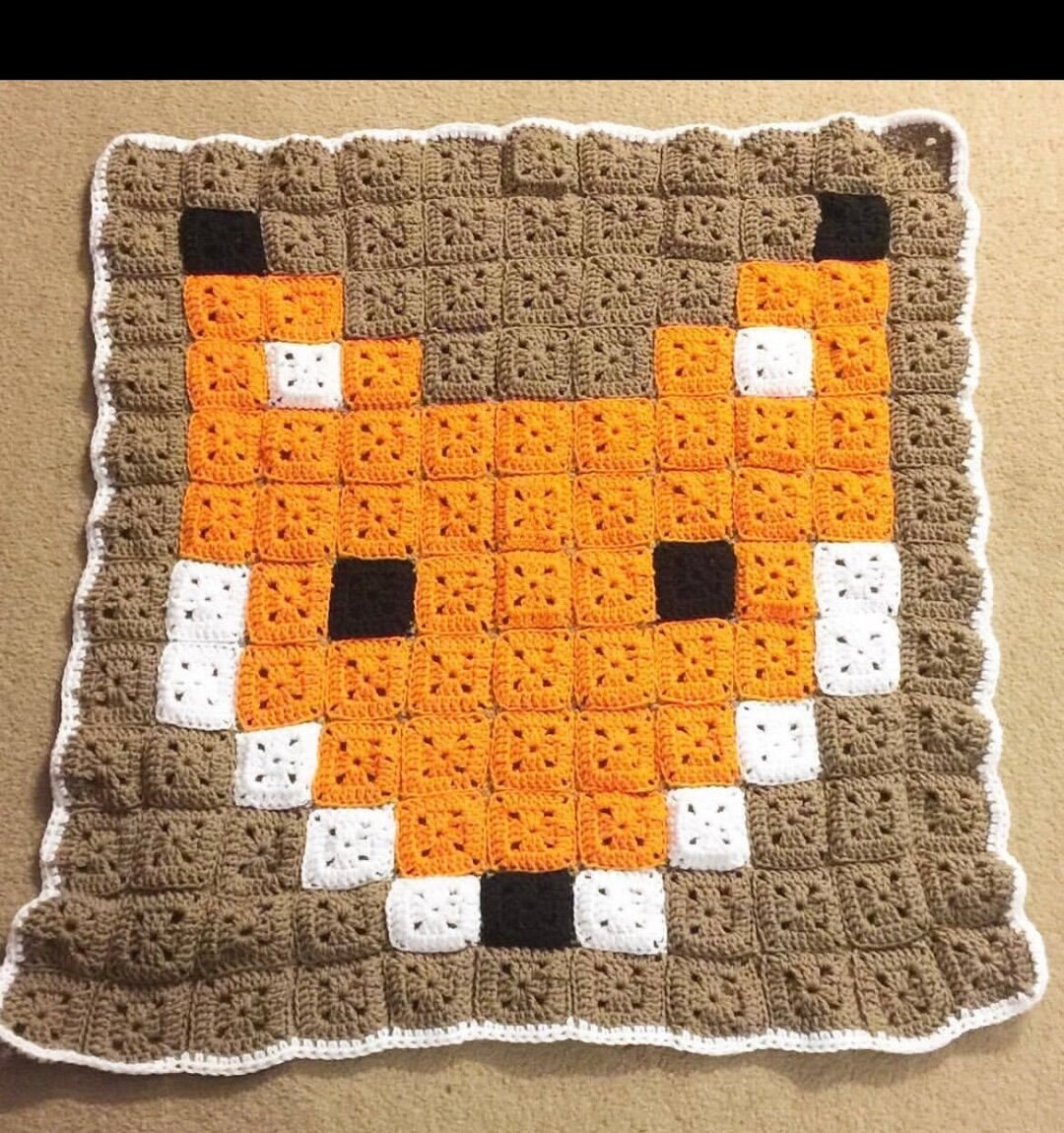 Crochet Pixel Fox Throw Blanket - Etsy
