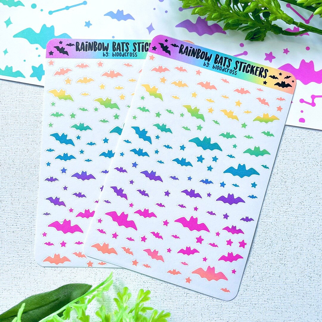 Rainbow Bats Planner Stickers - Etsy