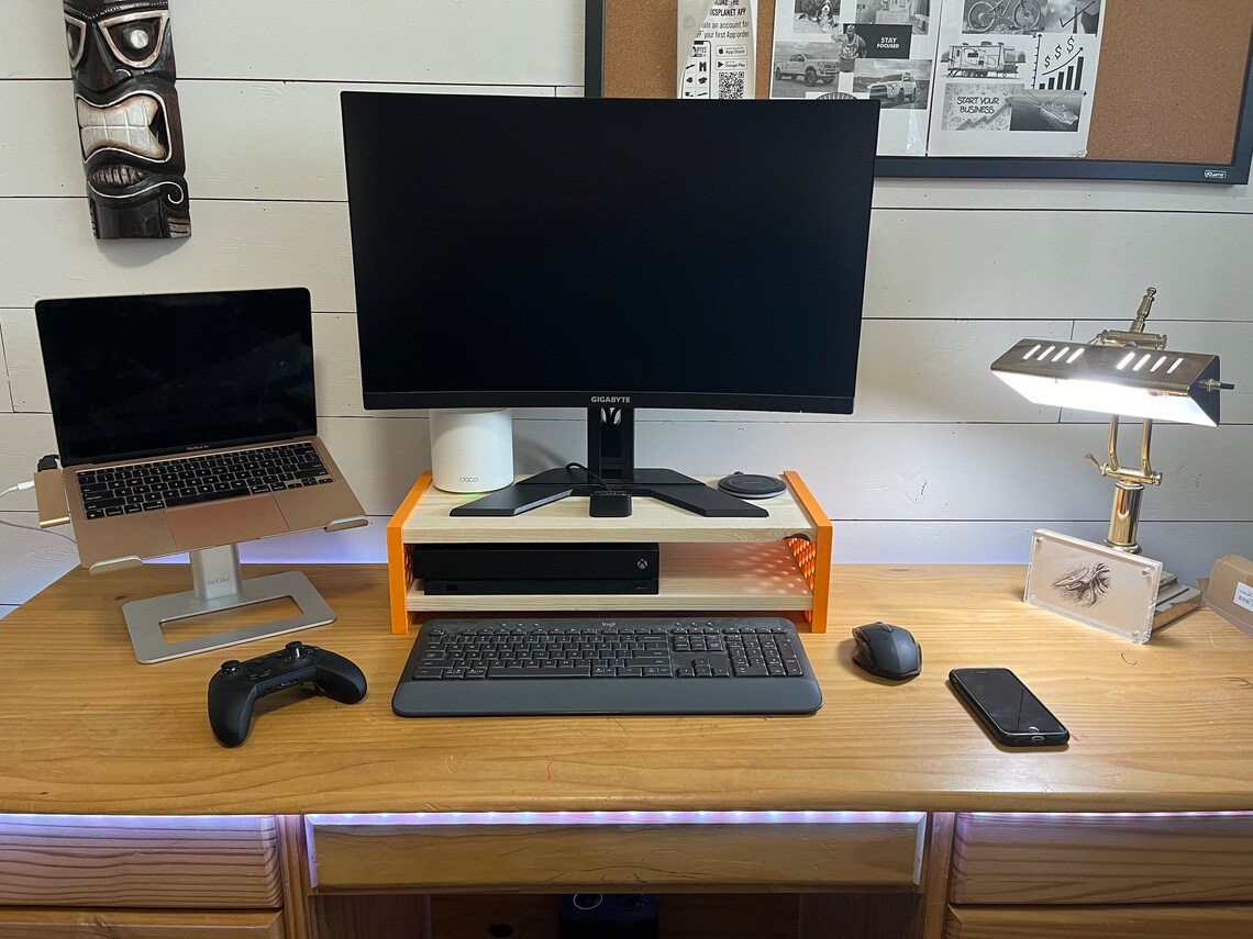 Monitor Stand Monitor Riser 3D Printed Dual Shelf Stand Display Laptop ...