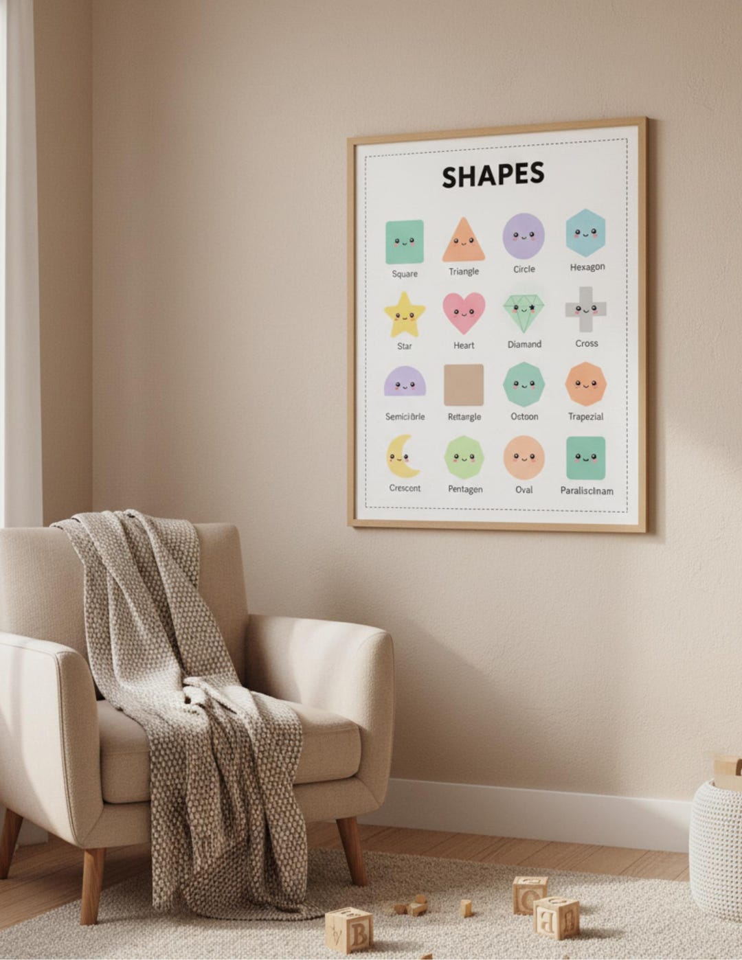 Kids Shapes Poster | Pastel Nursery Wall Art (digital Download) - Etsy
