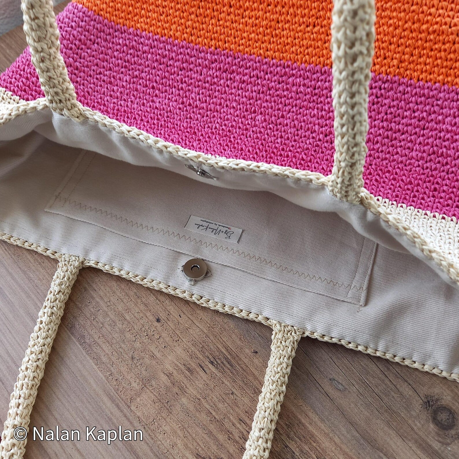 Handmade Crochet Beach Bag - Large Size Colorful Summer Bag With Paper ...