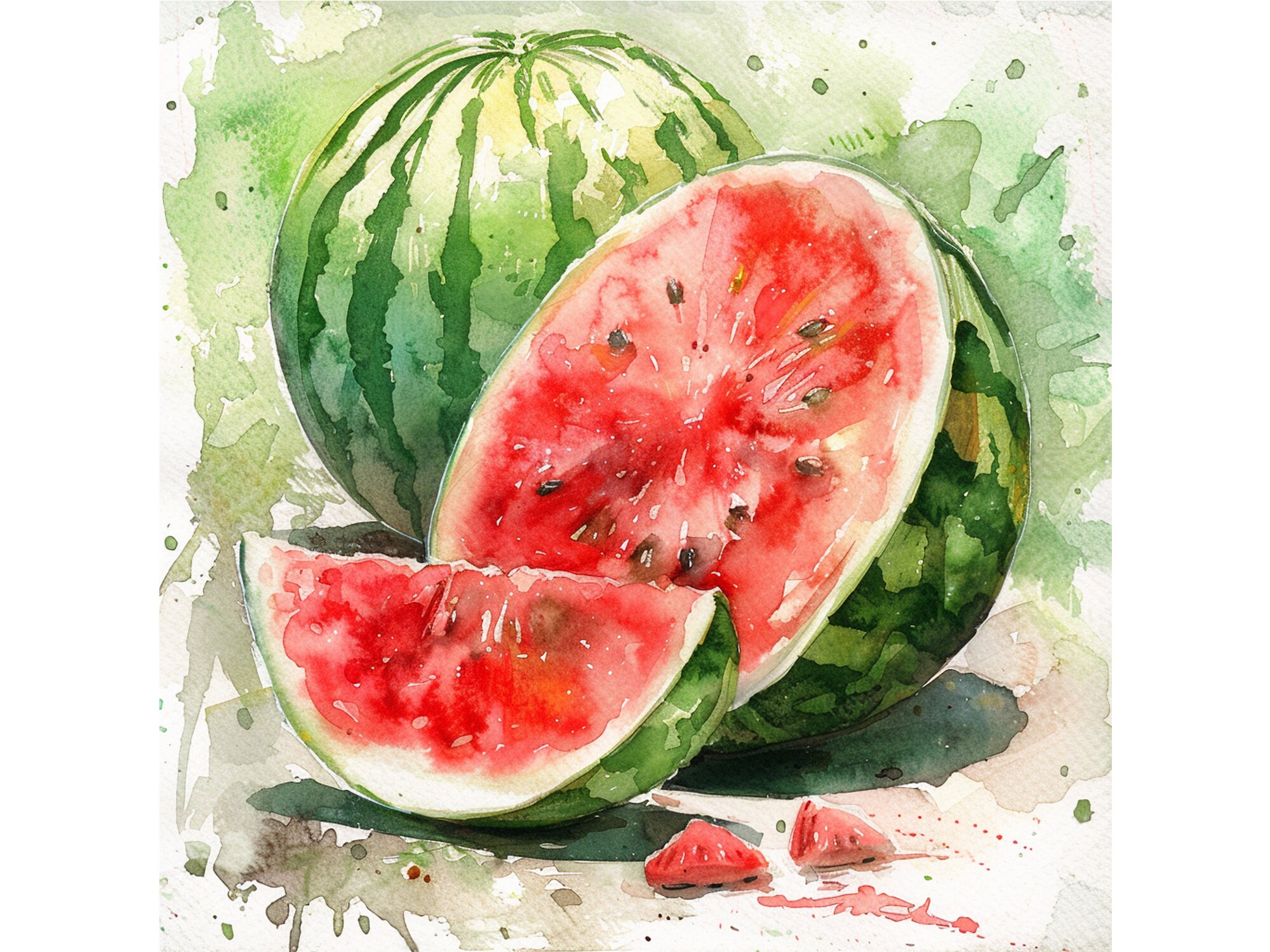 Watermelon Clipart, Fruit Watercolor Watermelon Basket Clip Art, Food ...
