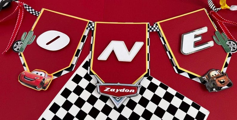 Cars High Chair Banner, Lightning Mc Queen Banner, Cars Party Supplies ...