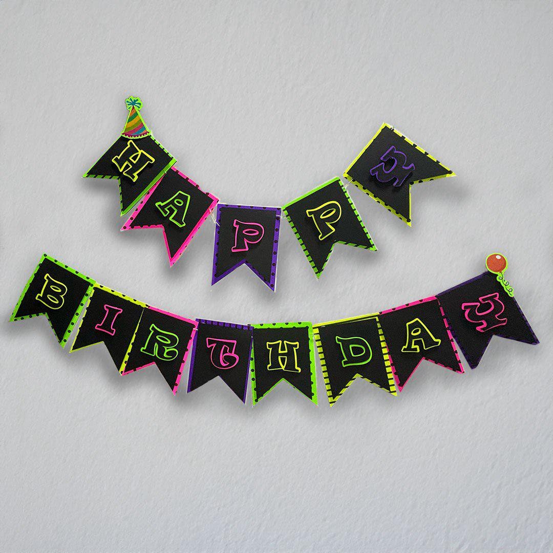 Neon Halloween Banner: Vibrant Party Decor - Etsy