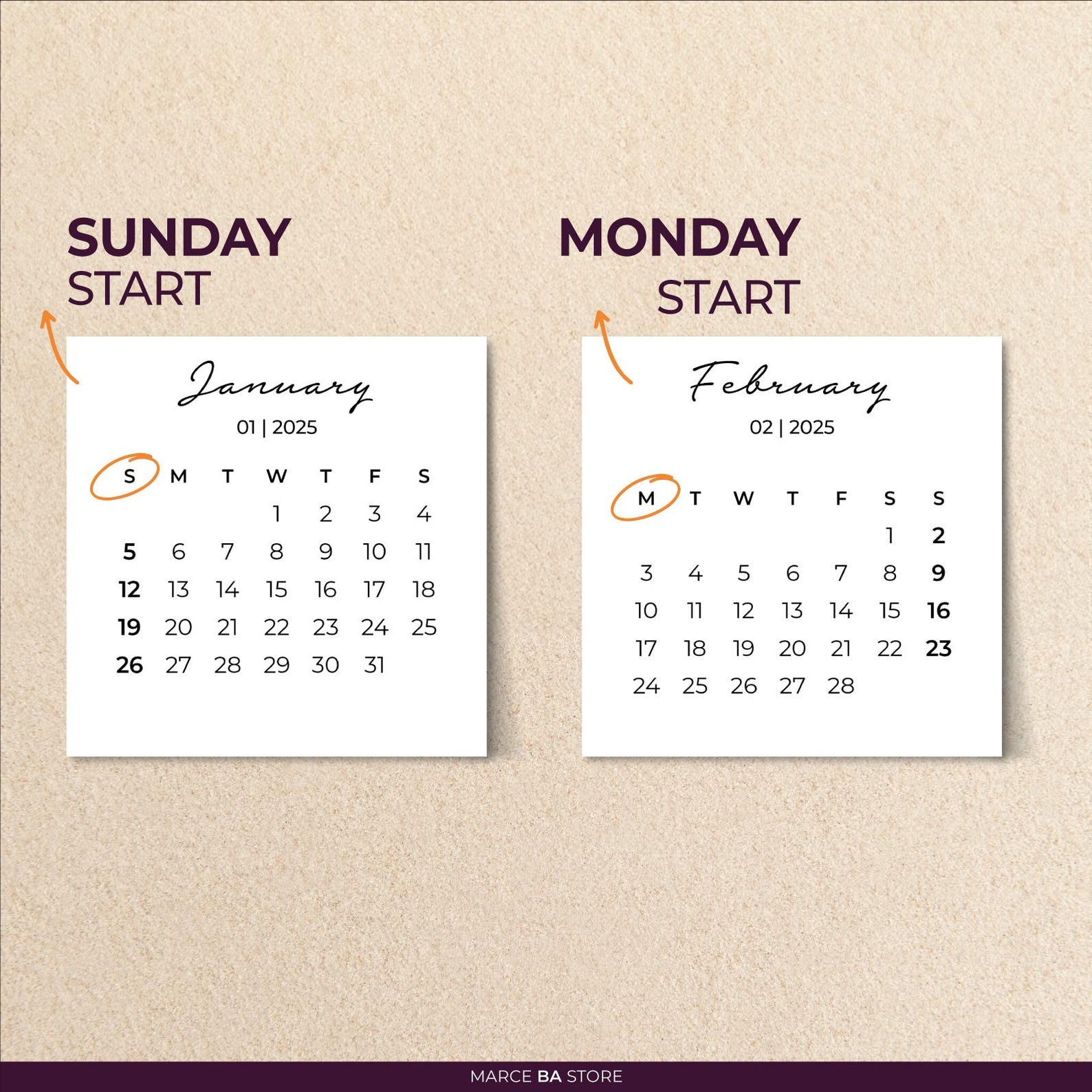 2025 Mini Monthly Calendar Cards. Elegant Pocket Calendar Square ...