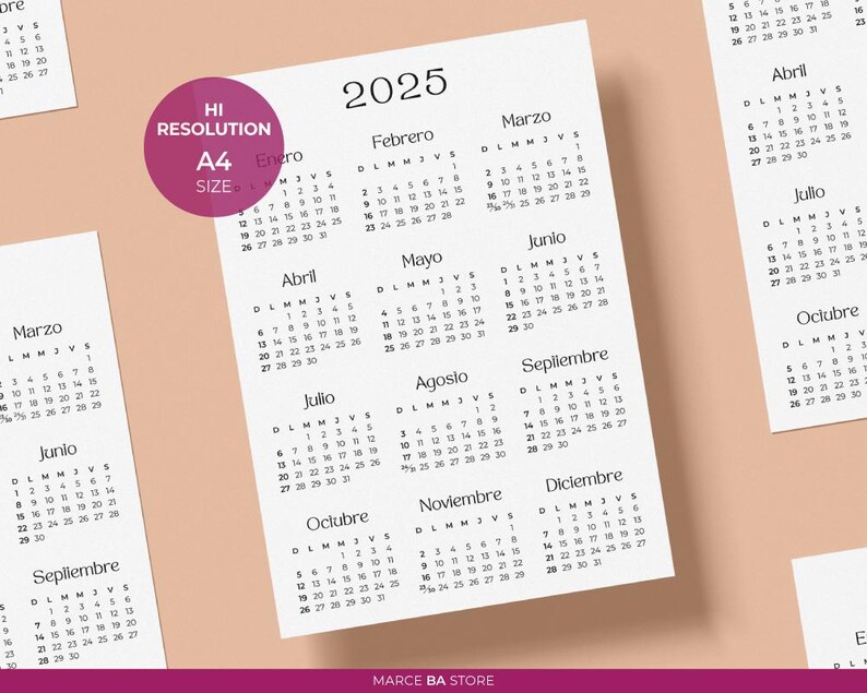 2025 Spanish Calendar PNG, High Quality Transparent, Printable Calendar ...