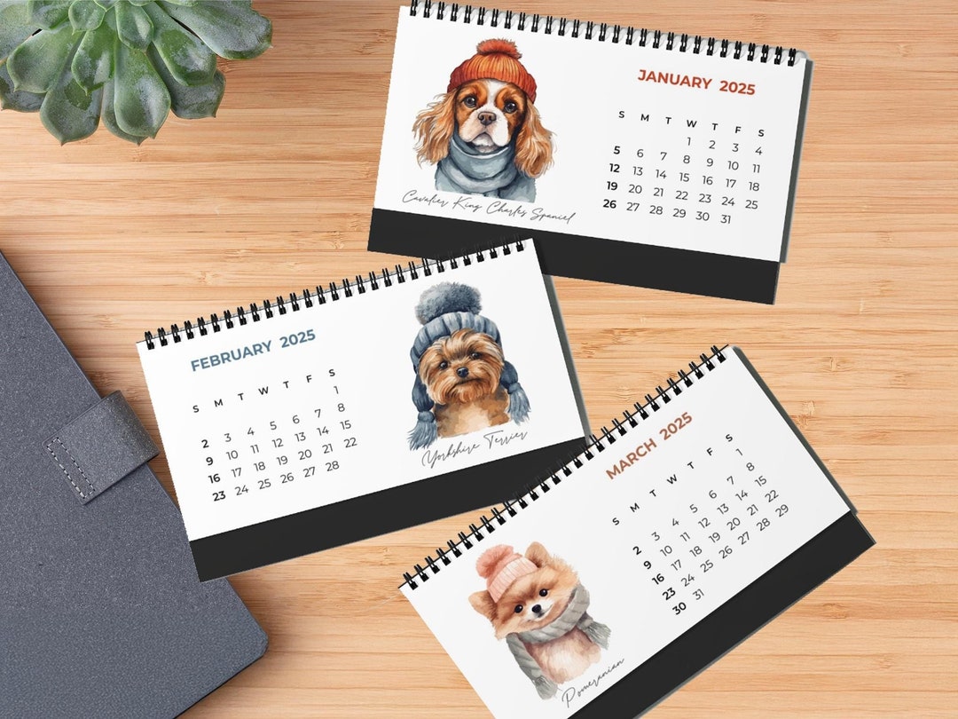 2025 Desk Calendar for Dog Lovers: Watercolor Dog Illustrations ...