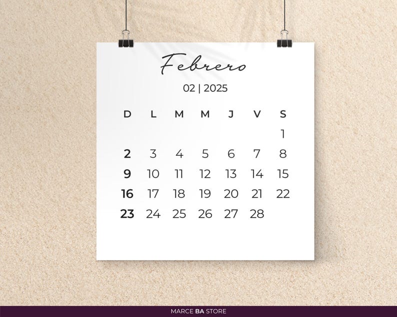 2025 Mini Calendar 3x3 Inch PDF in Spanish, 2025 Small Calendar Card ...