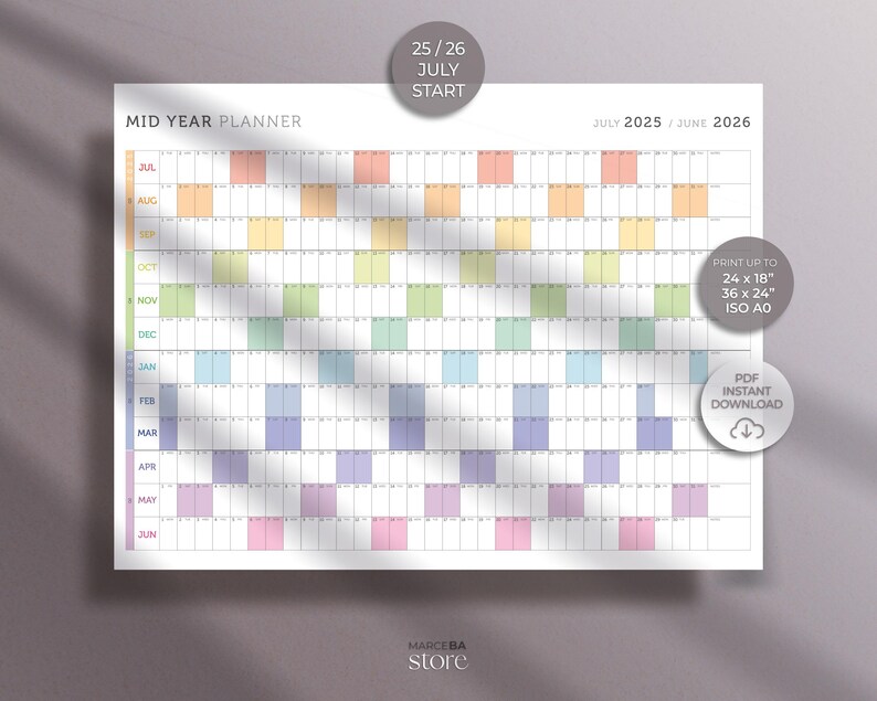 25–26 Academic Calendar. Big Wall Digital Year Planner. Year at a ...
