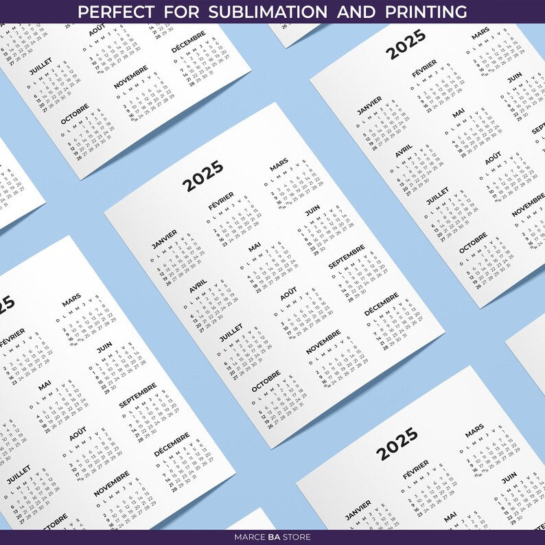 2025 PNG French Calendar: Transparent Background, Printable Digital ...