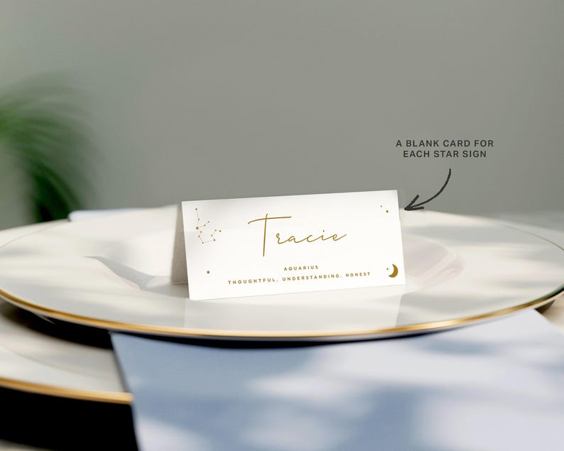 Luna Stars and Moons Baby Shower Table Name Cards | Whimsical Star Sign ...