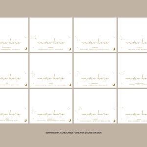 Luna Stars and Moons Baby Shower Table Name Cards | Whimsical Star Sign ...