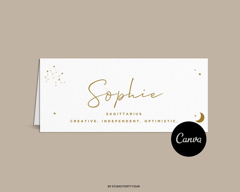 Luna Stars and Moons Baby Shower Table Name Cards | Whimsical Star Sign ...