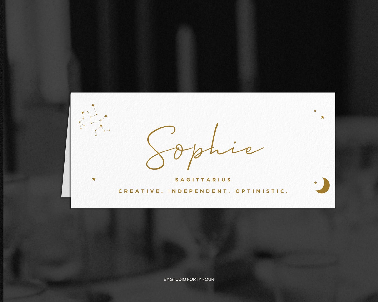 Luna Stars and Moons Baby Shower Table Name Cards | Whimsical Star Sign ...