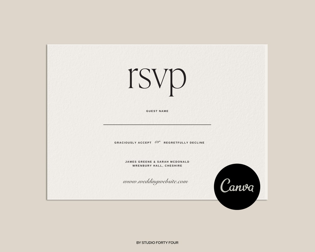 Modern Canva Wedding A6 RSVP Template | Fully Customizable | Elegant ...