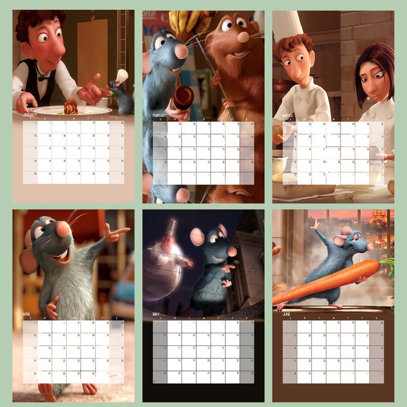 Ratatouille 2026 Wall Calendar, Remy Cooking Mouse Kitchen Art Calendar ...