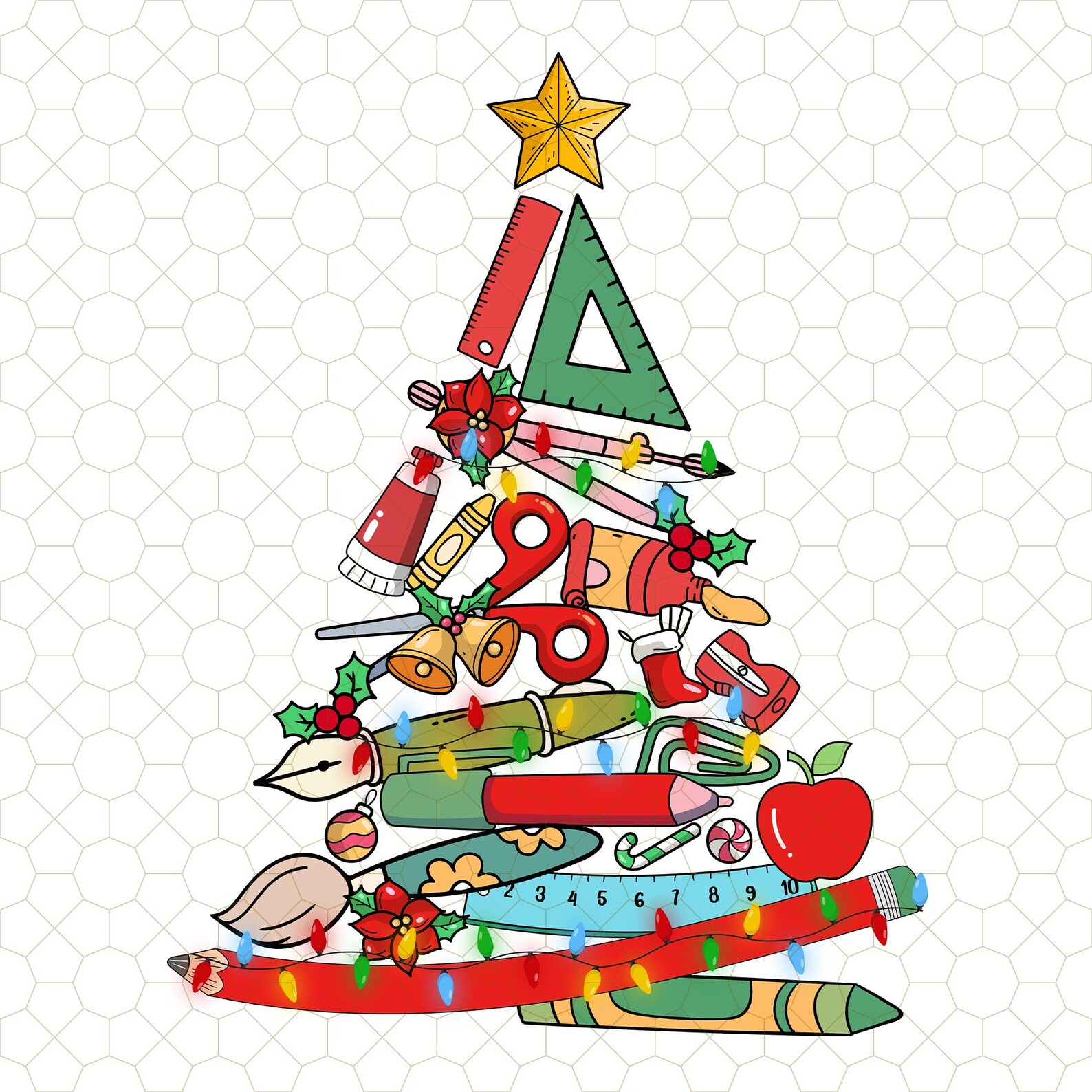 Teacher Christmas Tree Png, Christmas Crayon Tree Png,teacher Christmas ...