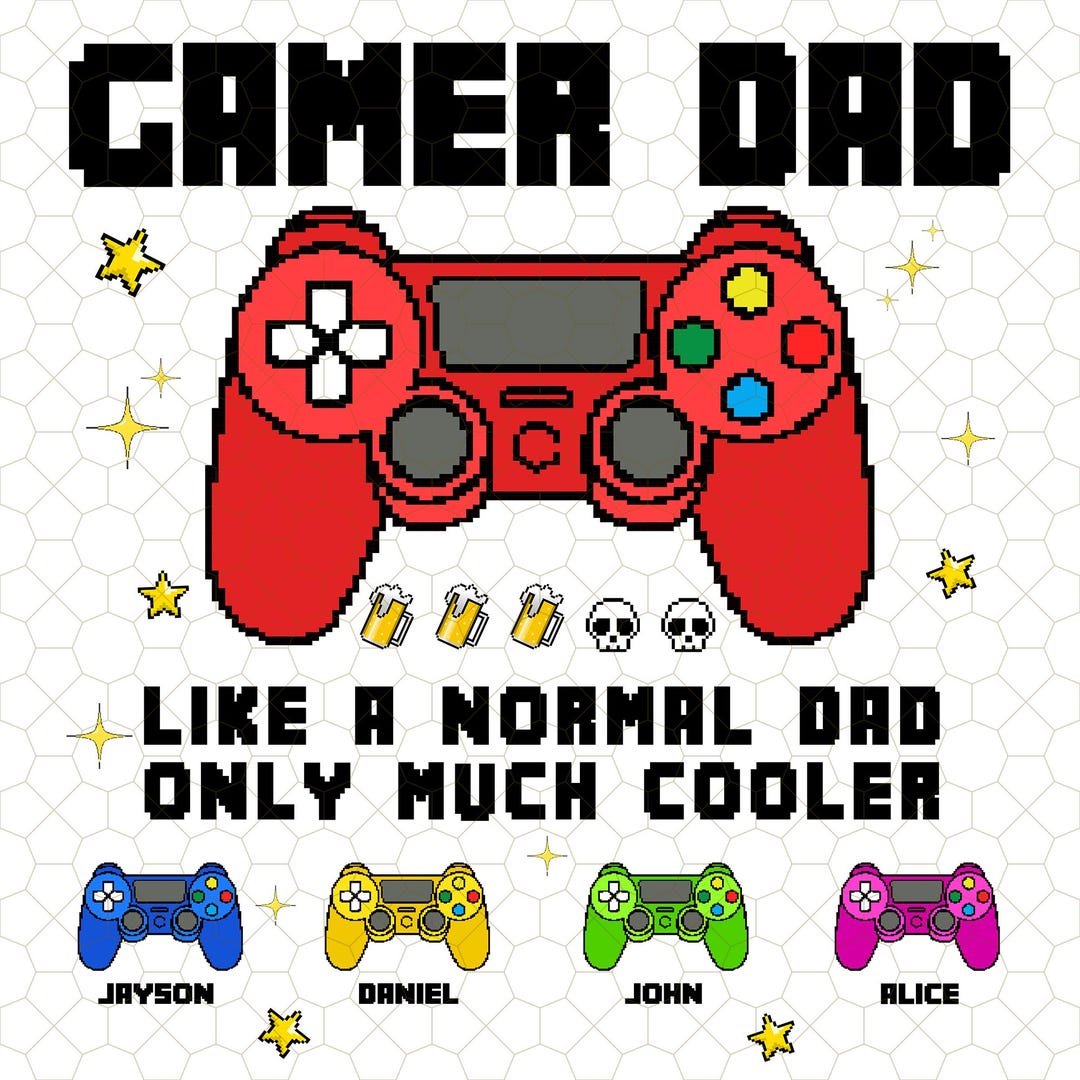 Custom Gamer Father's Day Png, Personalized Kid's Names Gamer Png ...