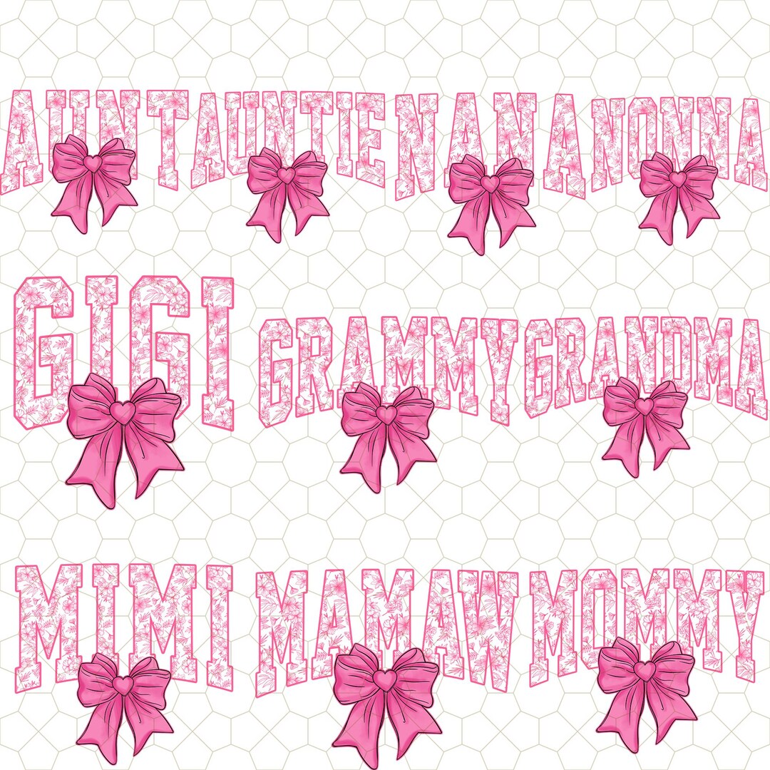 10 Coquette Bow Floral Aunt Mama Grandma Mini Family Valentine Bundle ...