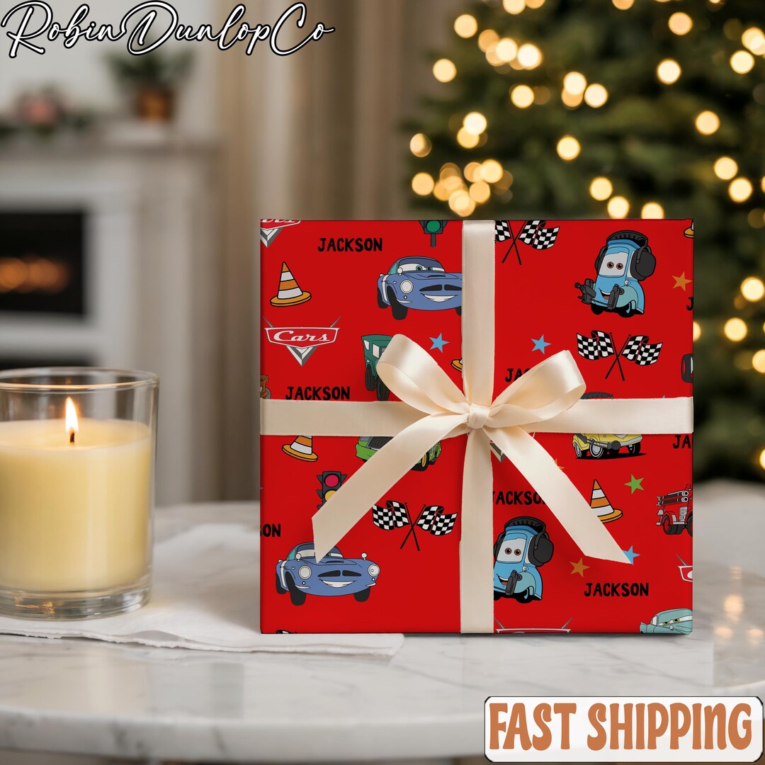 Custom Name Cars Wrapping Paper, Cars Christmas Wrapping Paper, Kids ...