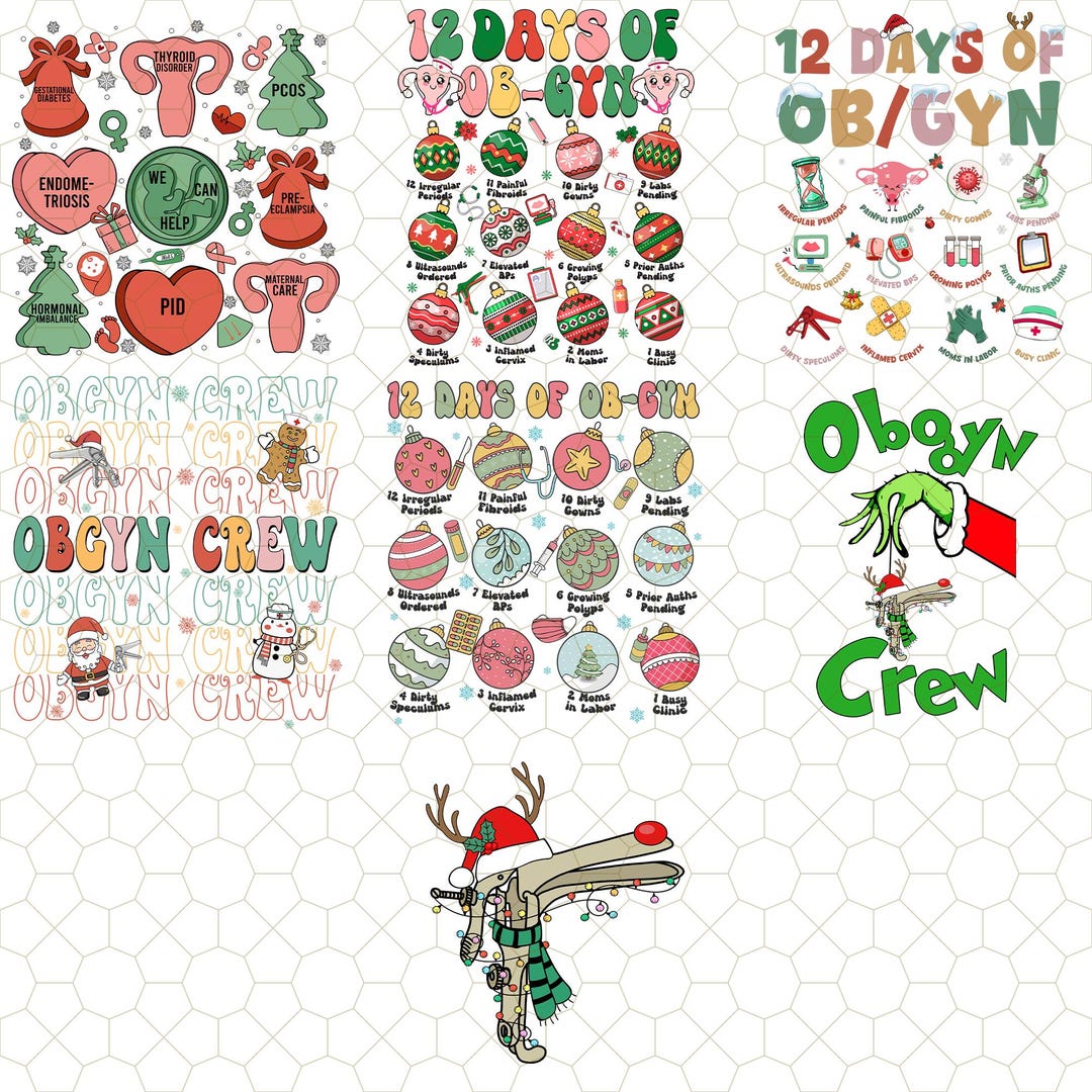 OBGYN Christmas Bundle Png, Obstetrician Gynecologist Png, Christmas ...