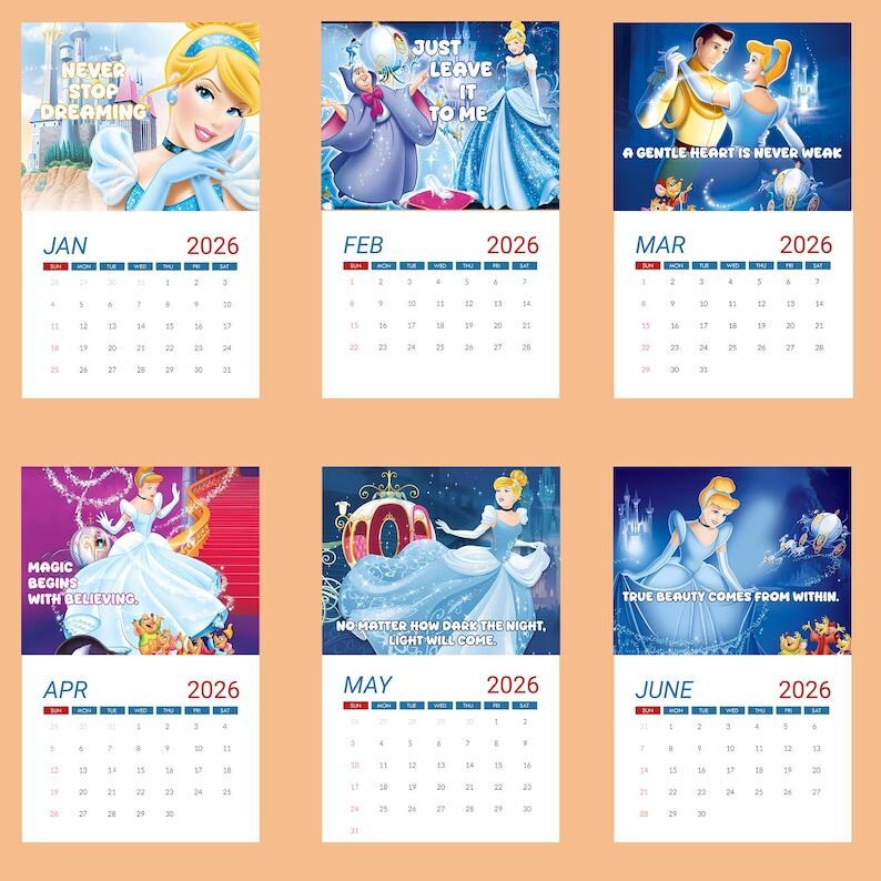 Cinderella Calendar 2026, Princess Calendar, Gift for Fan - Etsy Canada