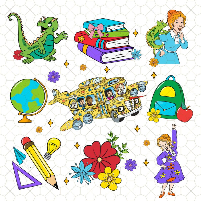 Teacher the Magic School Bus Bundle, Ms Frizzle Back to School Png ...