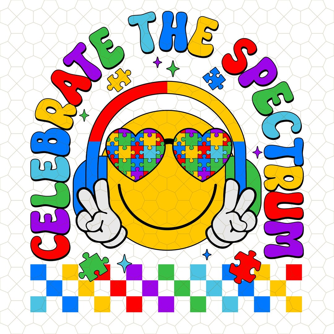 Celebrate the Spectrum Smiley Face Autism Png, Autism Awareness ...