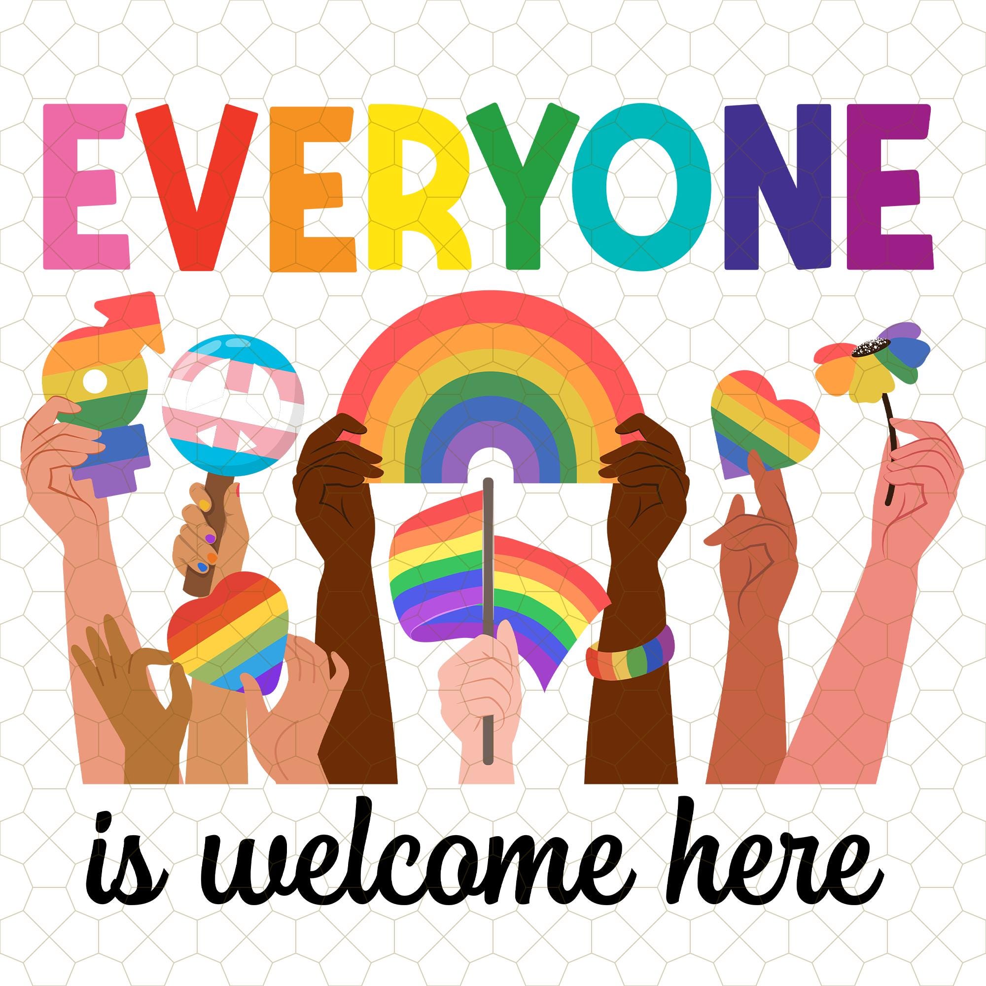Floral Boho Everyone is Welcome Here LGBT Png, Be Gay Png, LGBT Pride ...