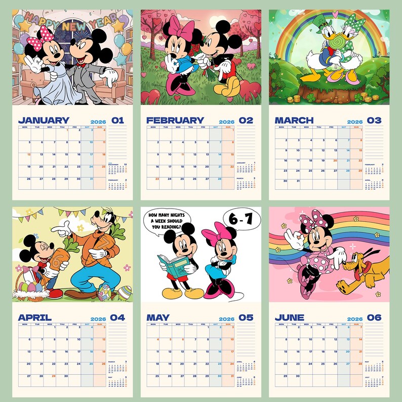 Mickey and Friends Six Seven 2026 Calendar, 67 Meme Wall Calendar - Etsy