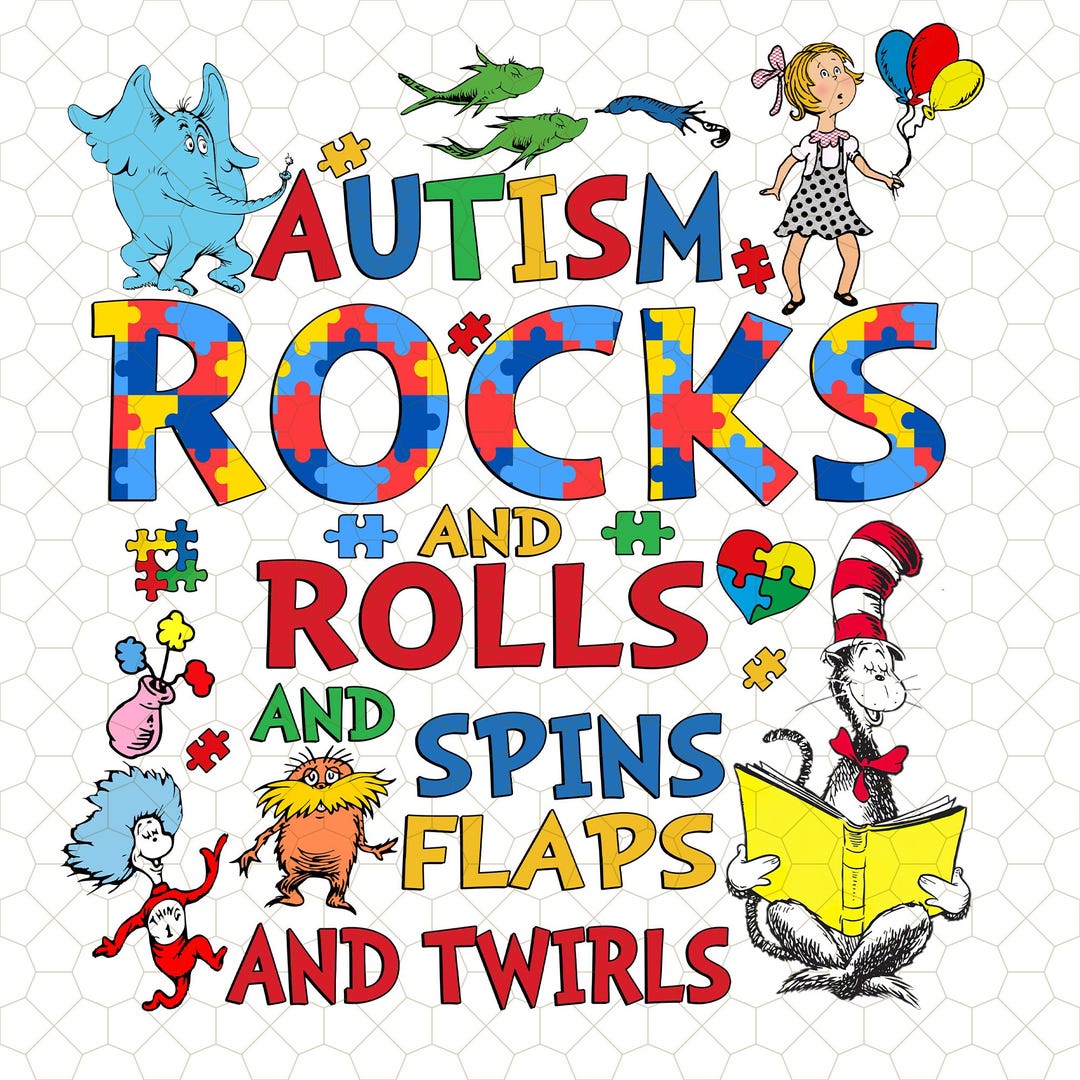 Autism Rocks and Rolls Dr Seusss Png, Autism Awareness Png, Autistic ...