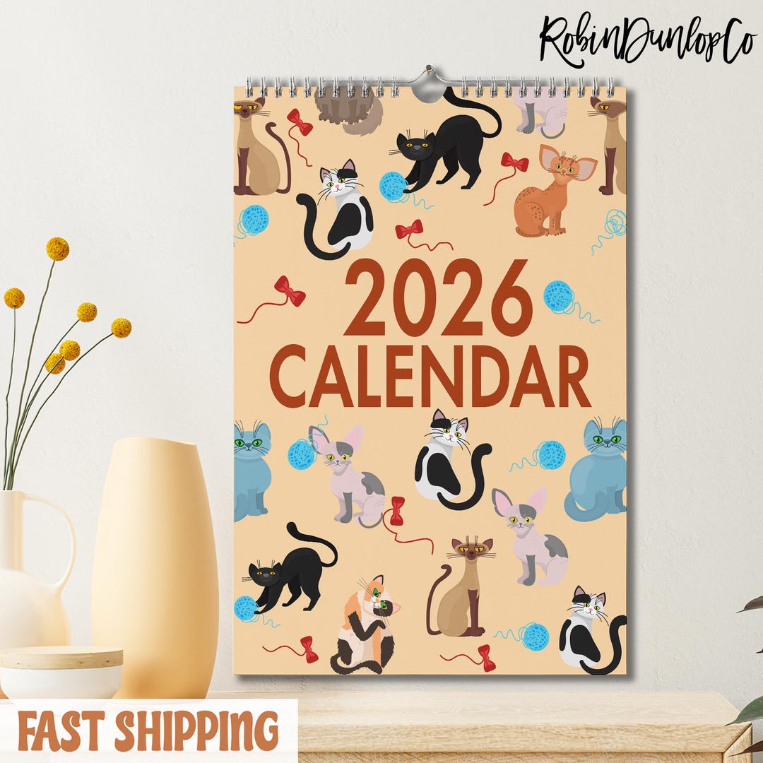 Cat Calendar 2026, Cat Lover Home Decor, New Year Gift - Etsy