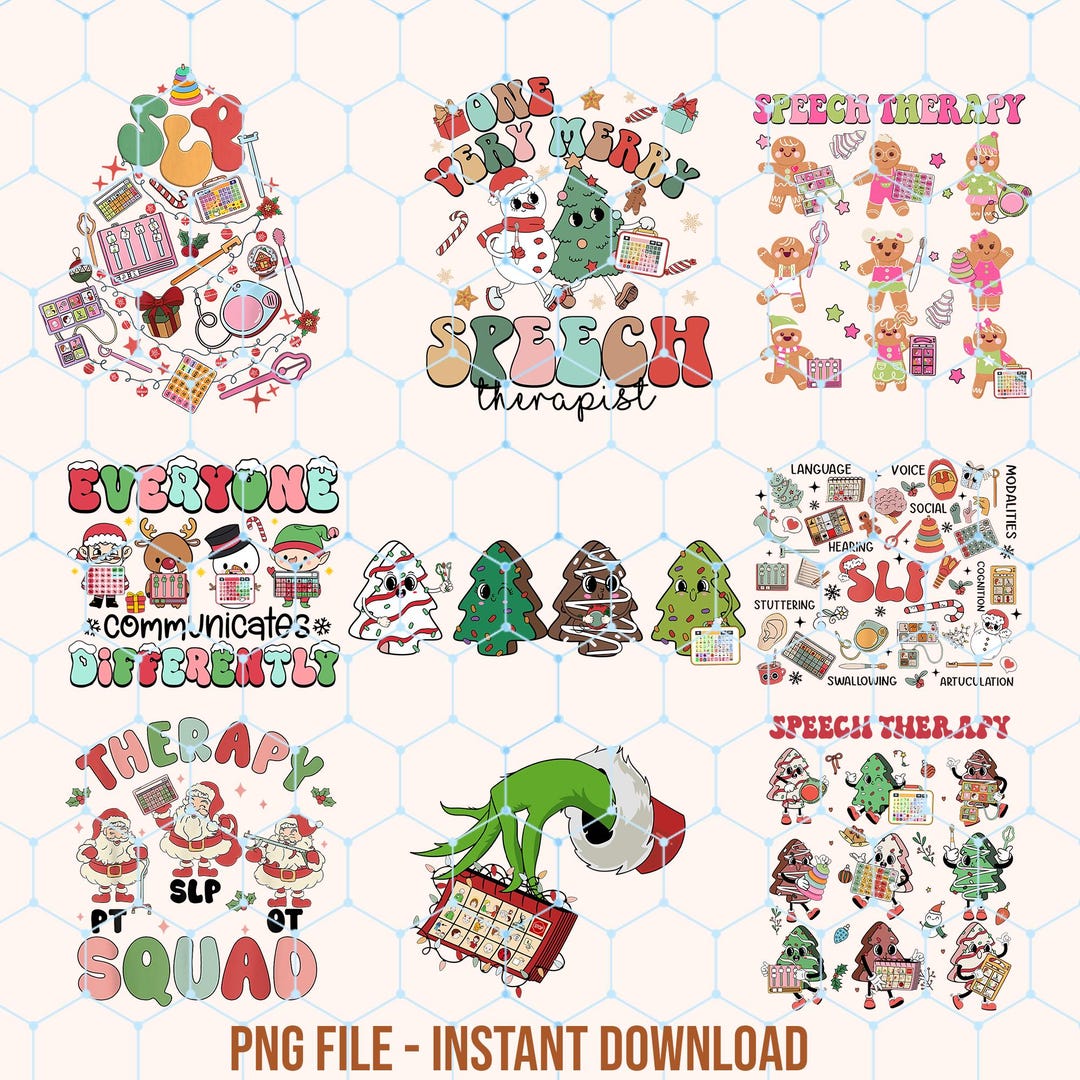 SLP Christmas Bundle Png, Speech Therapy Christmas Png, SLP Christmas ...