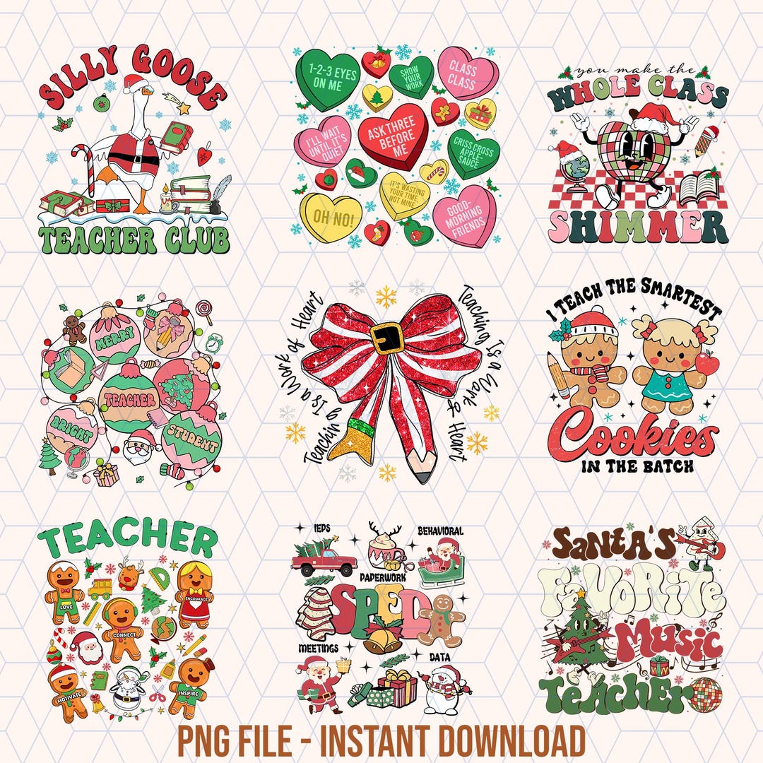 Christmas Teacher Bundle Png, Coquette Teacher Png, Teacher Pencil Bow ...