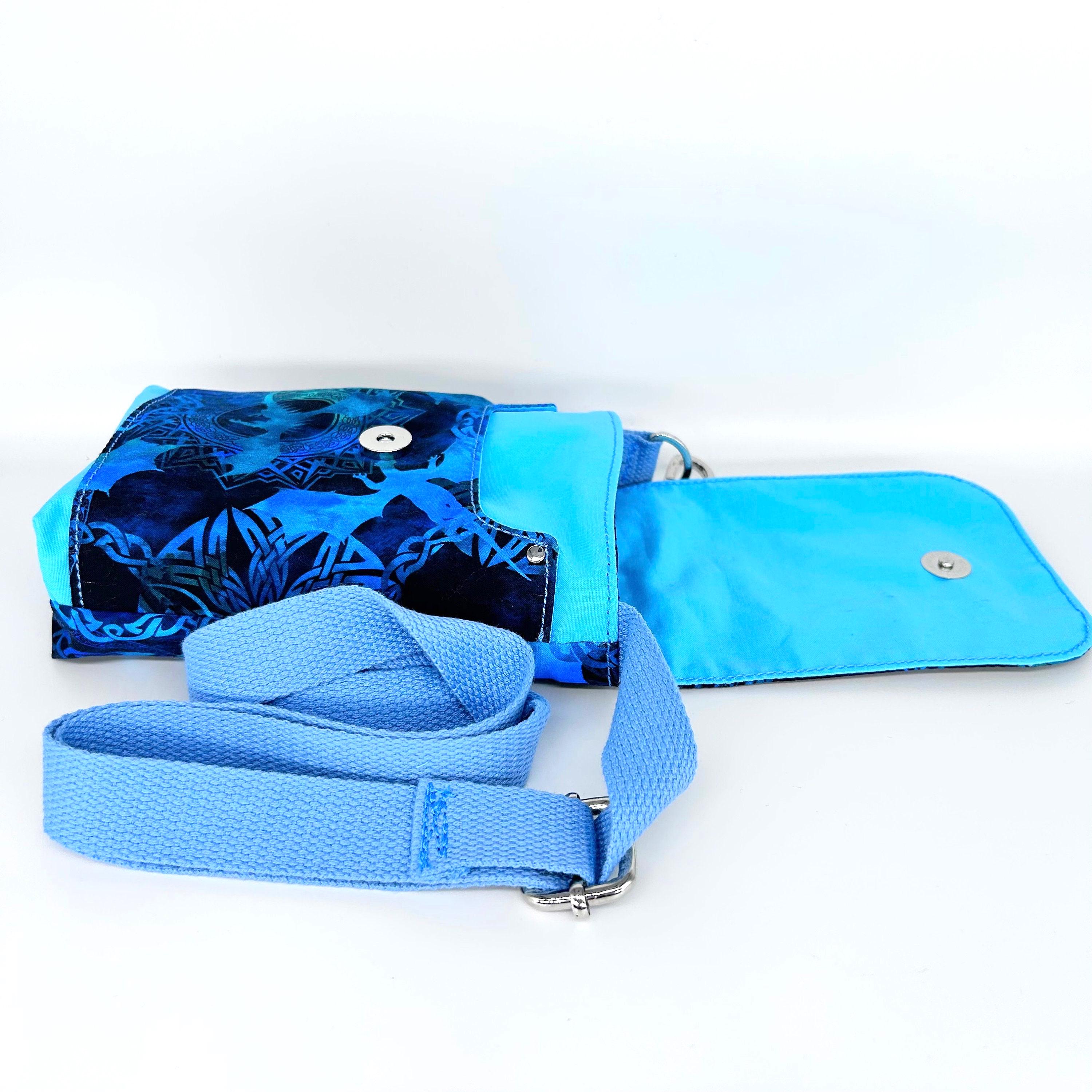 Blue Cross Body Bag, Fully Lined With Cotton Fabric Featuring Dragons ...