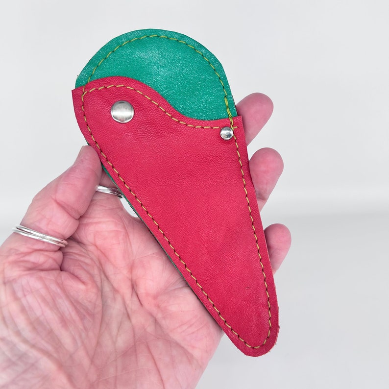 Leather Scissor Case Scissor Keeper, Small Scissor Case, Red and Green ...