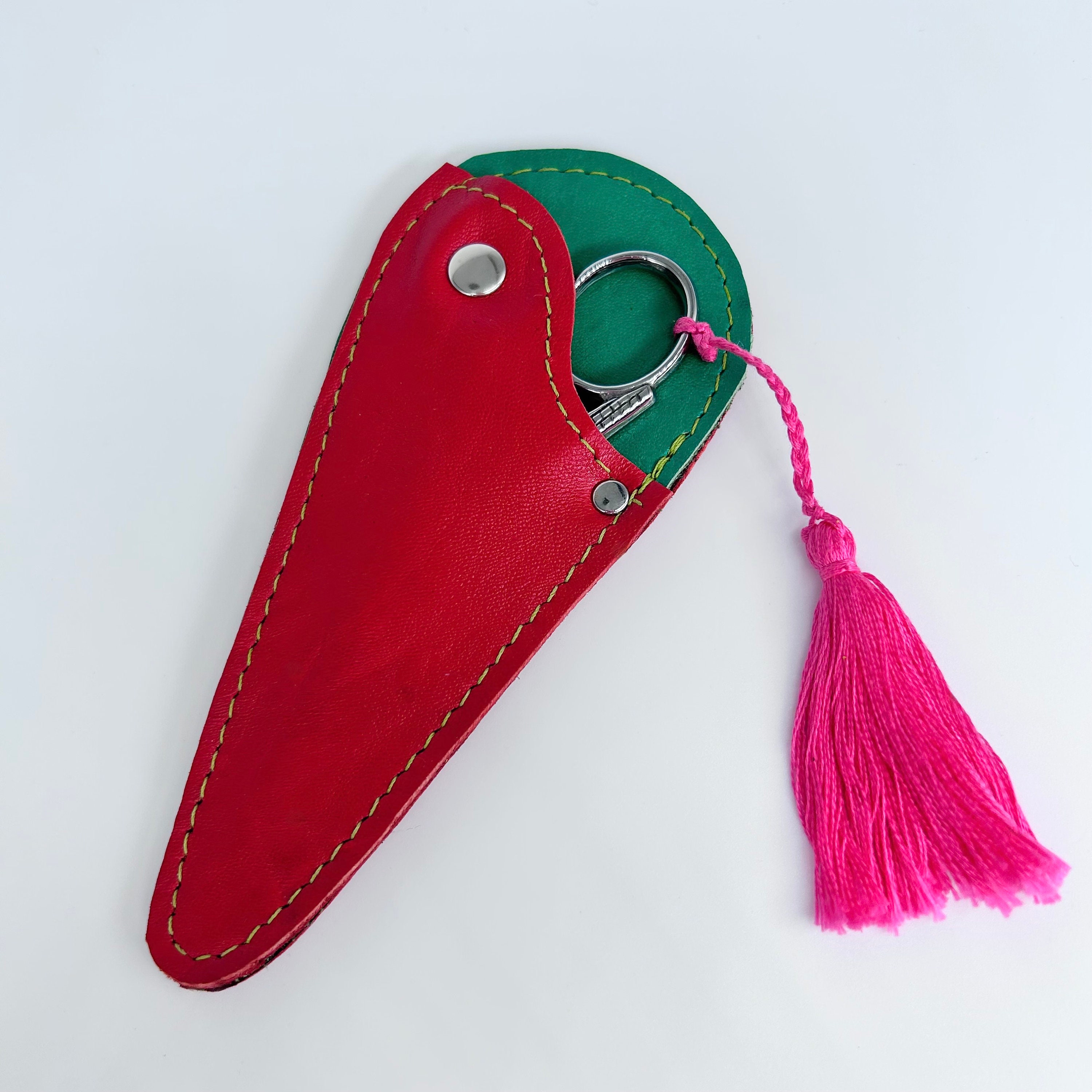 Leather Scissor Case Scissor Keeper, Small Scissor Case, Red and Green ...