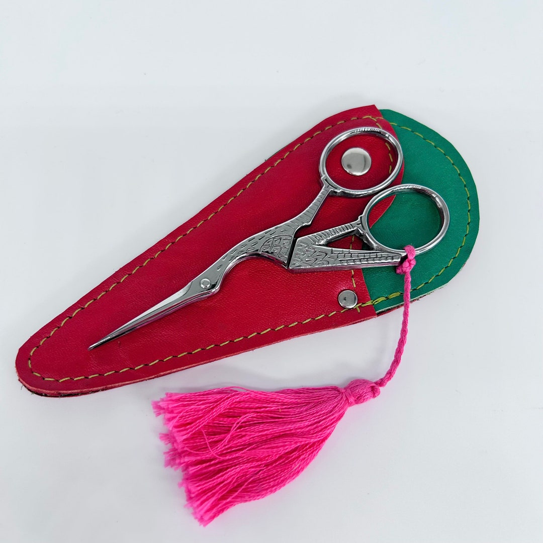 Leather Scissor Case Scissor Keeper, Small Scissor Case, Red and Green ...