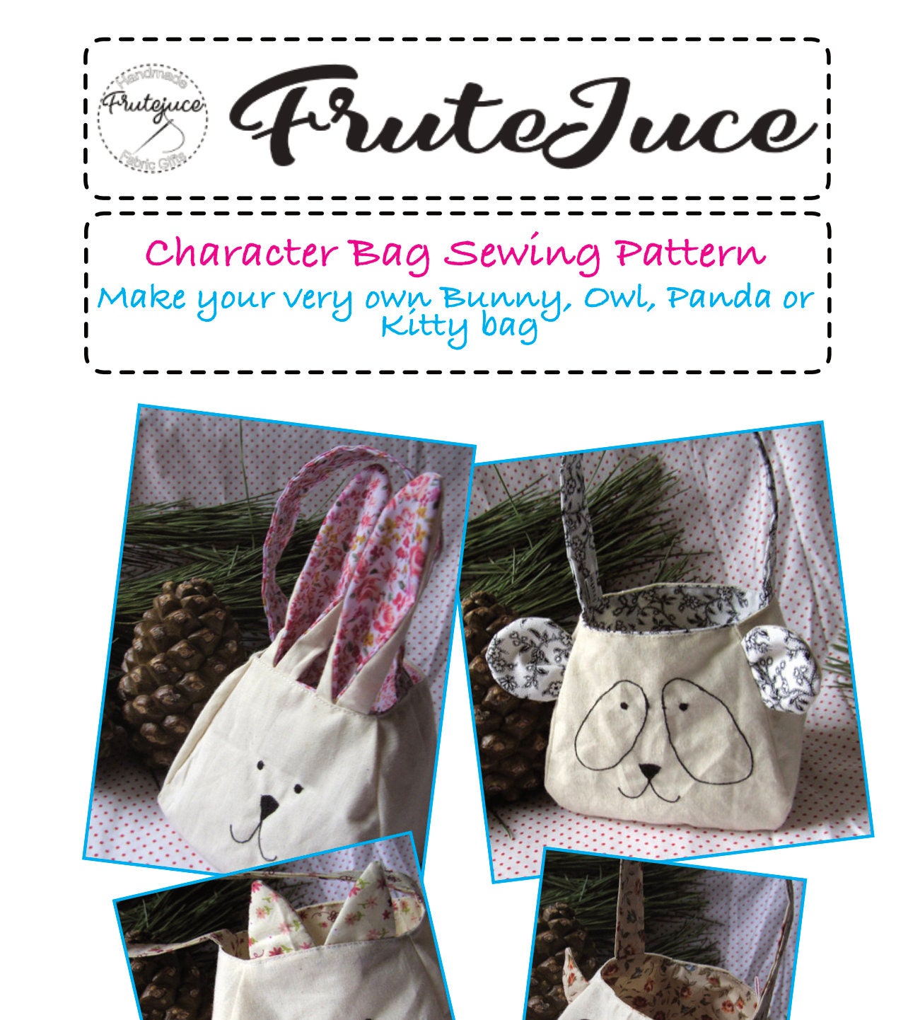 Bunny and Animal Bag PDF Sewing Pattern, Rabbit, Cat, Panda, Owl, Purse ...