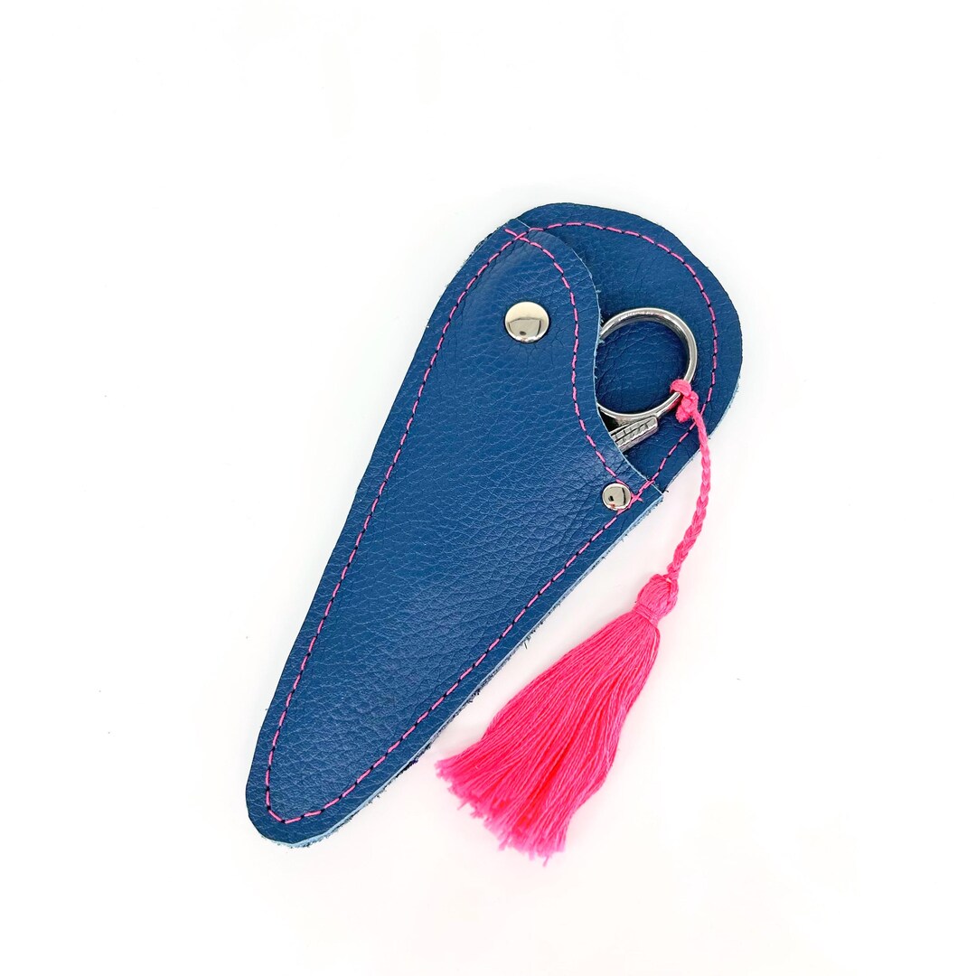 Blue Leather Scissor Case Scissor Keeper, Small Scissor Case, Blue Real ...